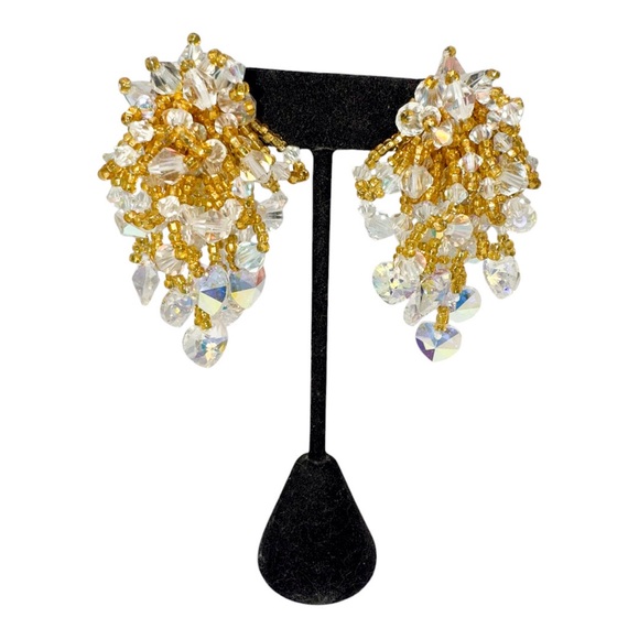 Lois Ann | Jewelry | Vintage Lois Ann Gold Clear Crystal Cluster ...